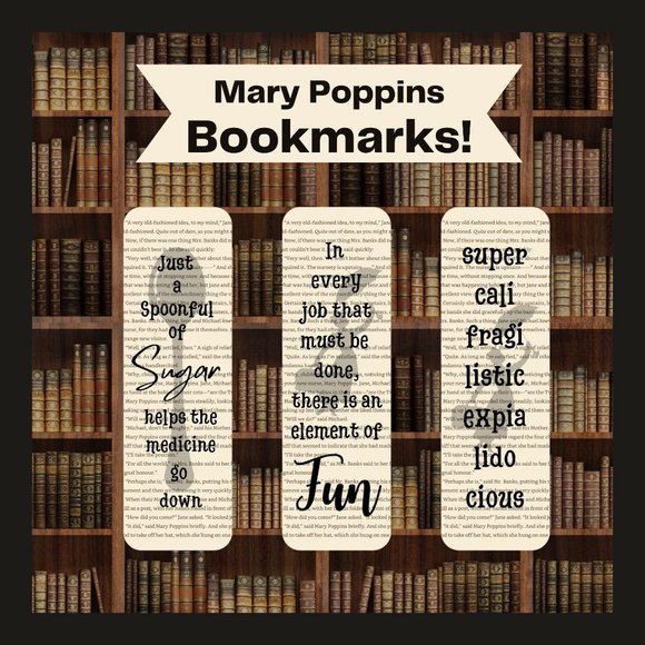 Other | Mary Poppins Book Page Bookmark Set Mary Poppins Bookish Gifts ...